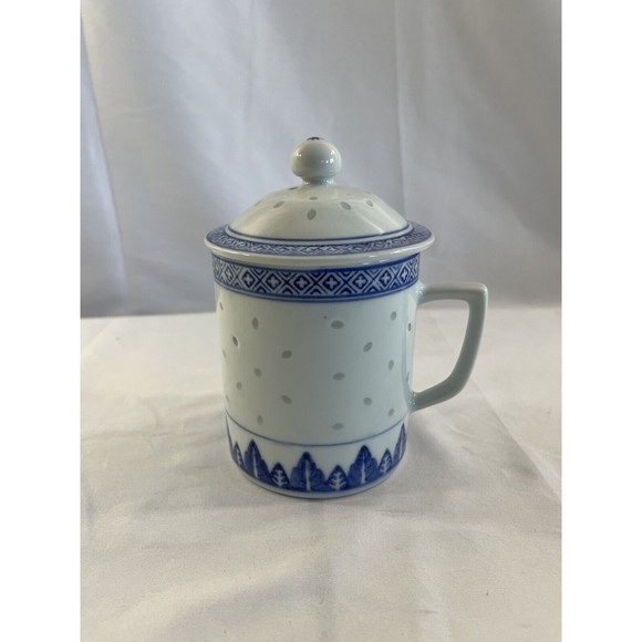Dining | Vintage Chinese Ceramic Rice Grain Mug Wlid Blue White Tea ...